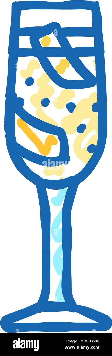 french 75 cocktail glass drink icon doodle illustration Stock Vector ...