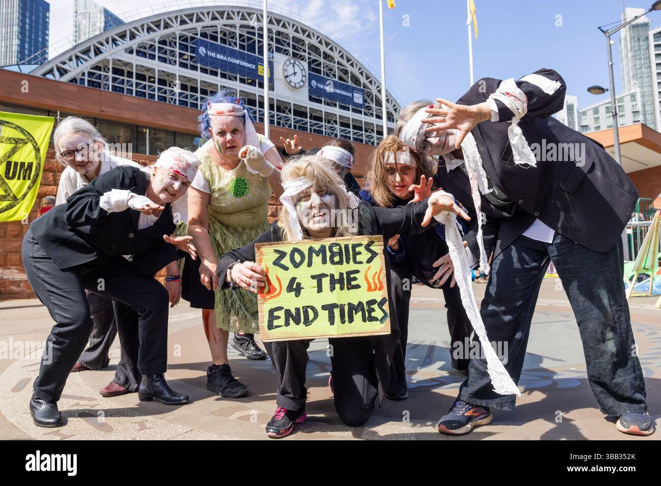 Manchester, UK. 14 MAY, 2025. "DiscoBedience" group of zombies as ...
