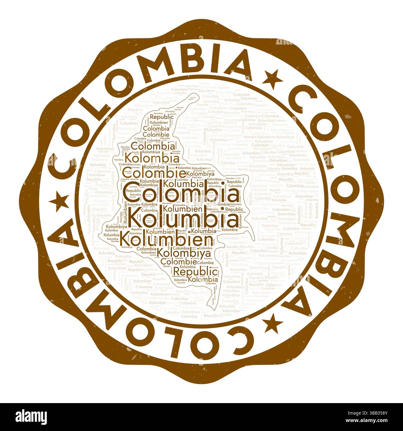 Colombia logo. Awesome country badge with word cloud in shape of ...