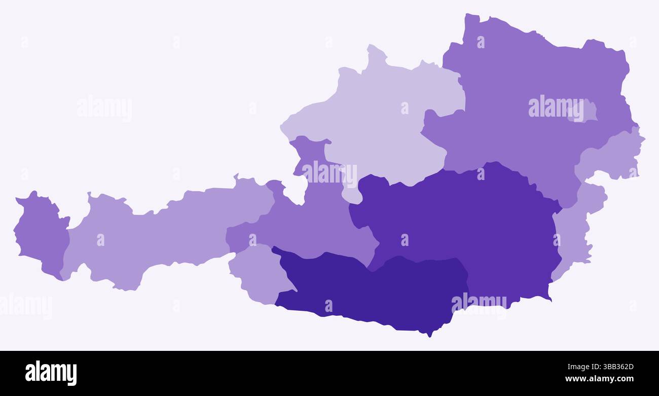 Map of Austria with regions. Just a simple country border map with ...