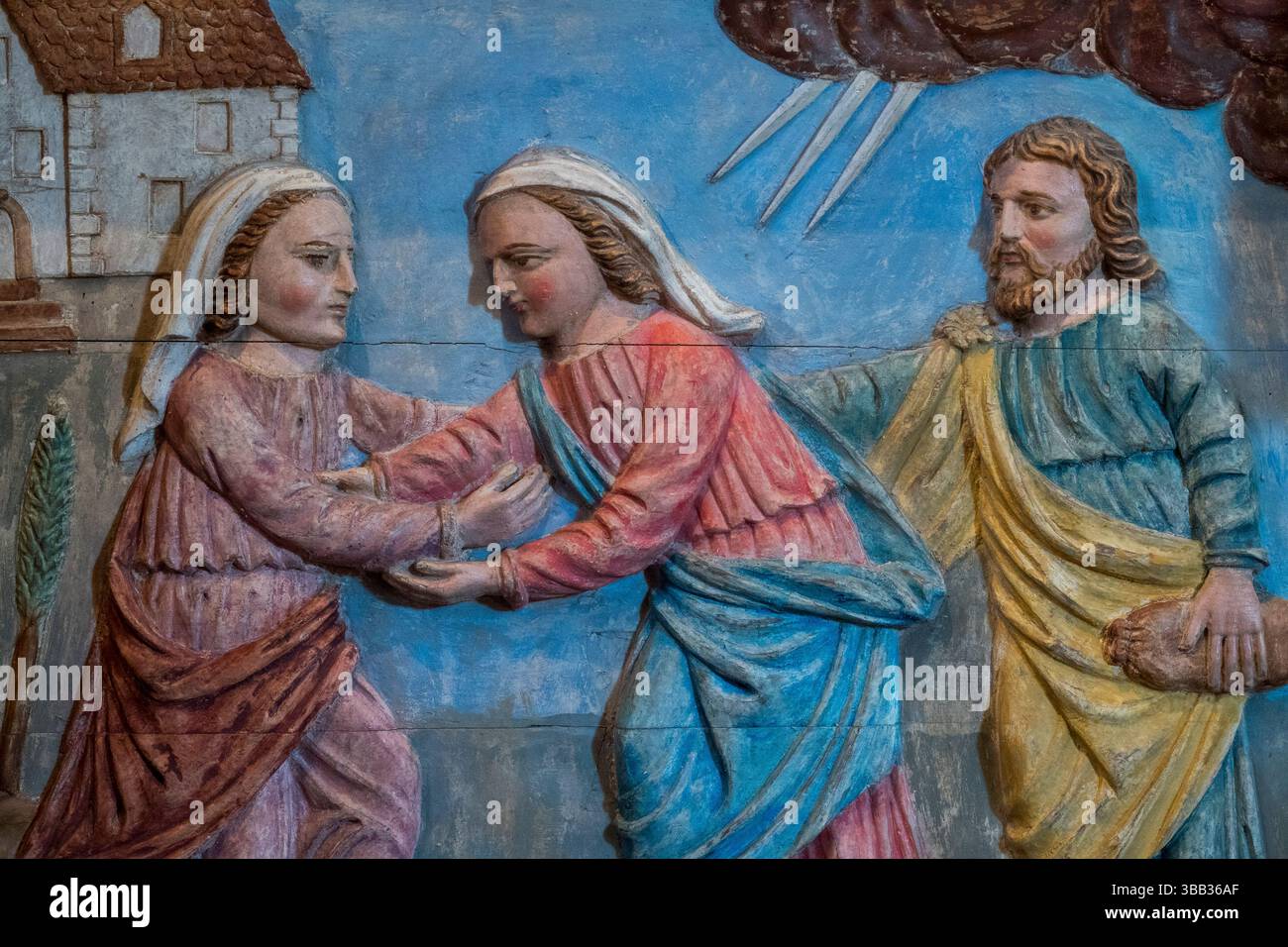 Louhossoa, Spain - 04-30-2025: Wood bas relief (19th century) of ...