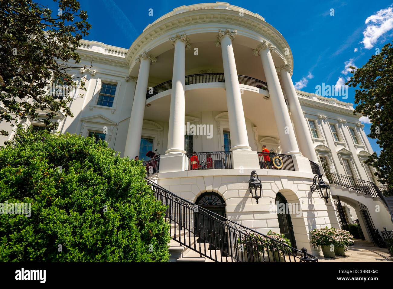 White House in Washington DC. The White House under blue sky. American ...