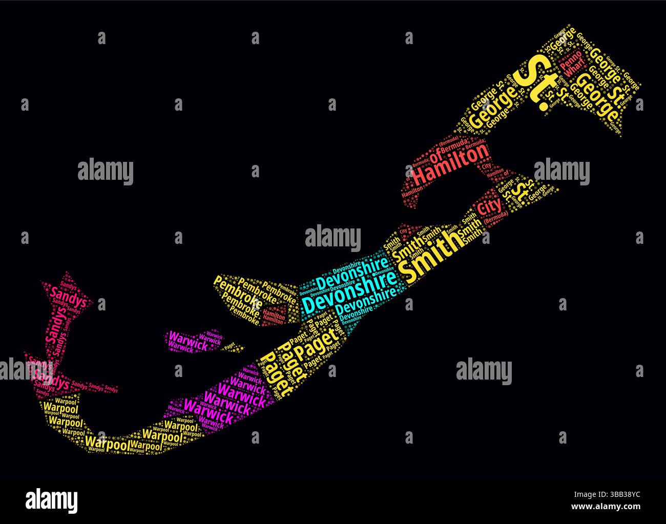 Bermuda Word Cloud. Region names of the country in English language ...