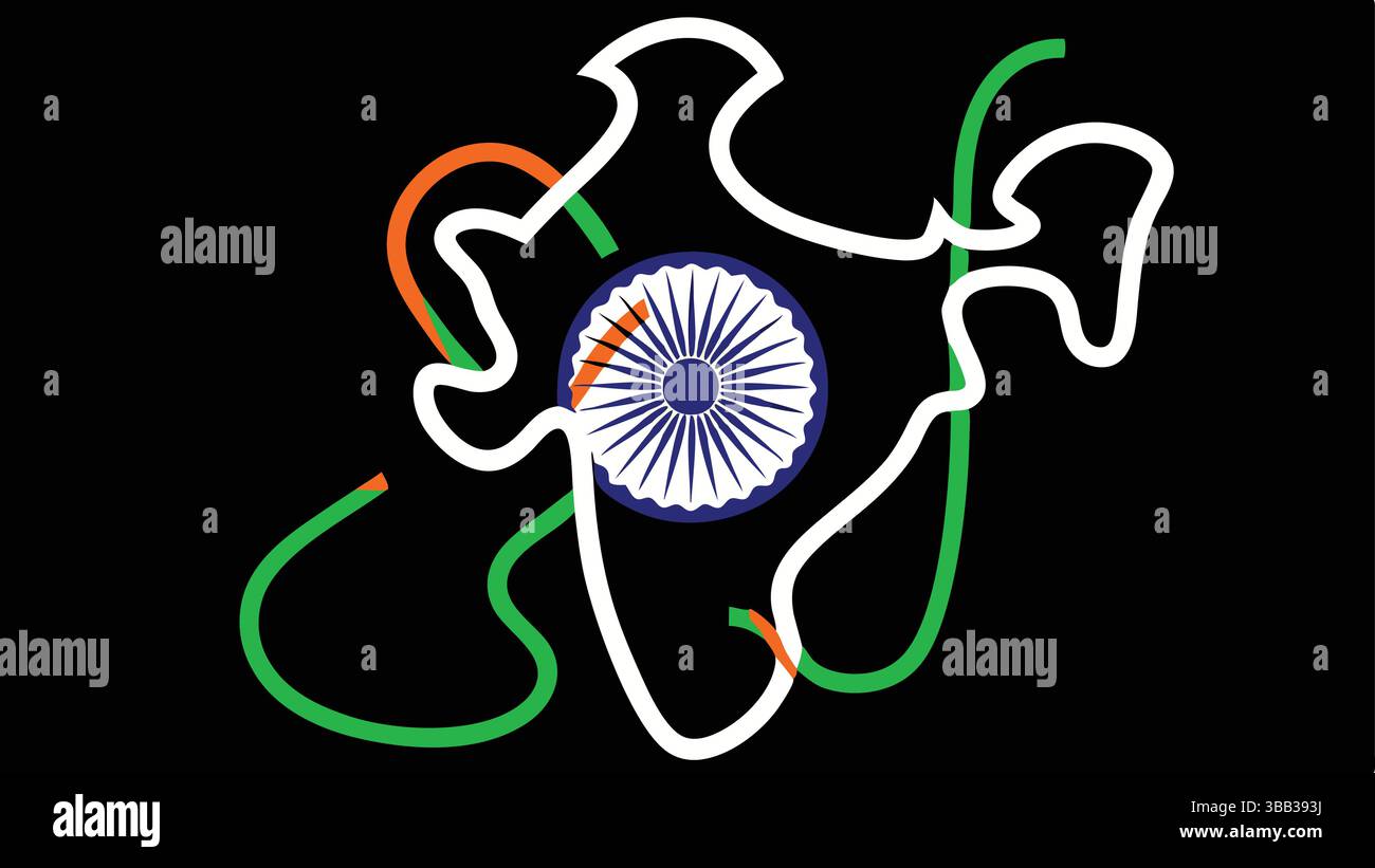 India s vibrant map outlined in national colors a striking graphic ...