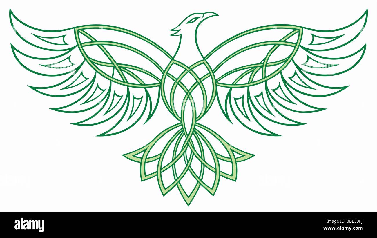 Elegant Celtic Knotwork Eagle Design Green Hues Intricate Wings ...