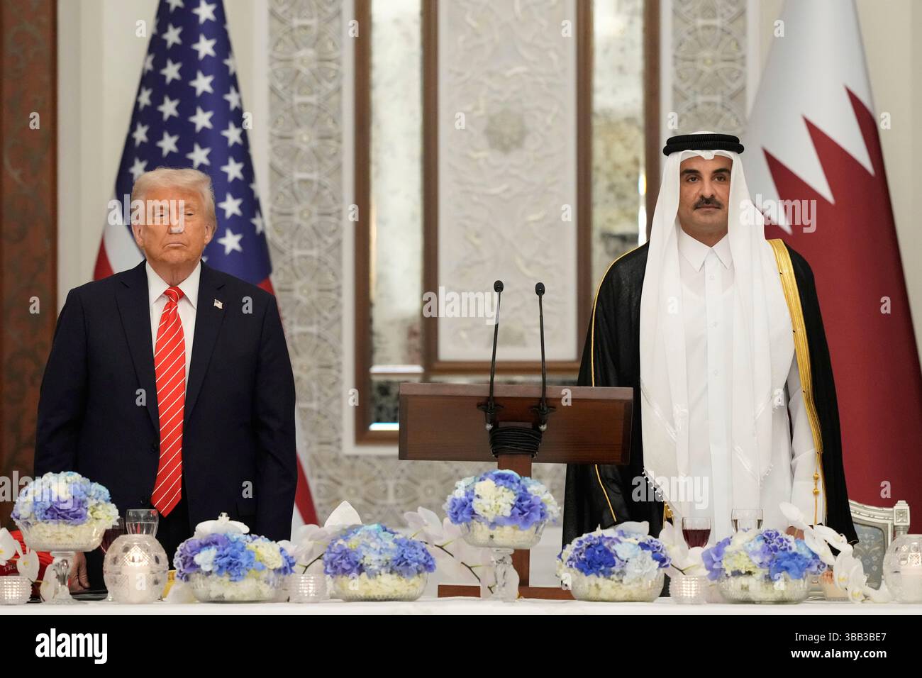 President Donald Trump and Qatar's Emir Sheikh Tamim bin Hamad Al Thani ...