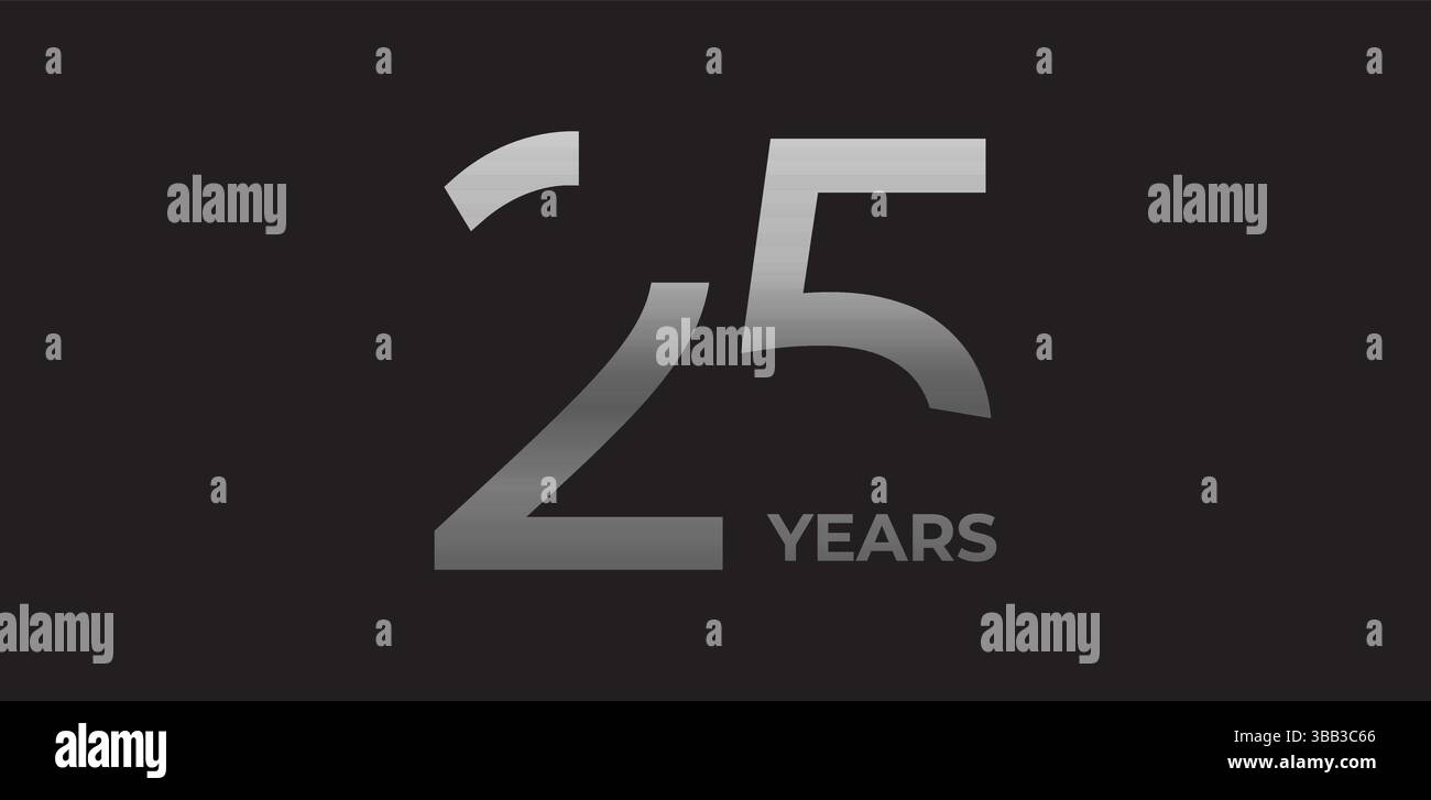 25 years anniversary logo with metallic gradient digits, evokes ...