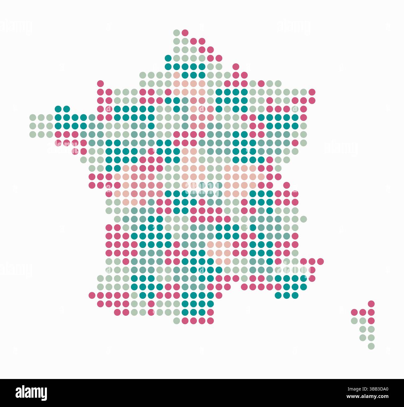 France dotted map. Digital style map of the country on a white ...