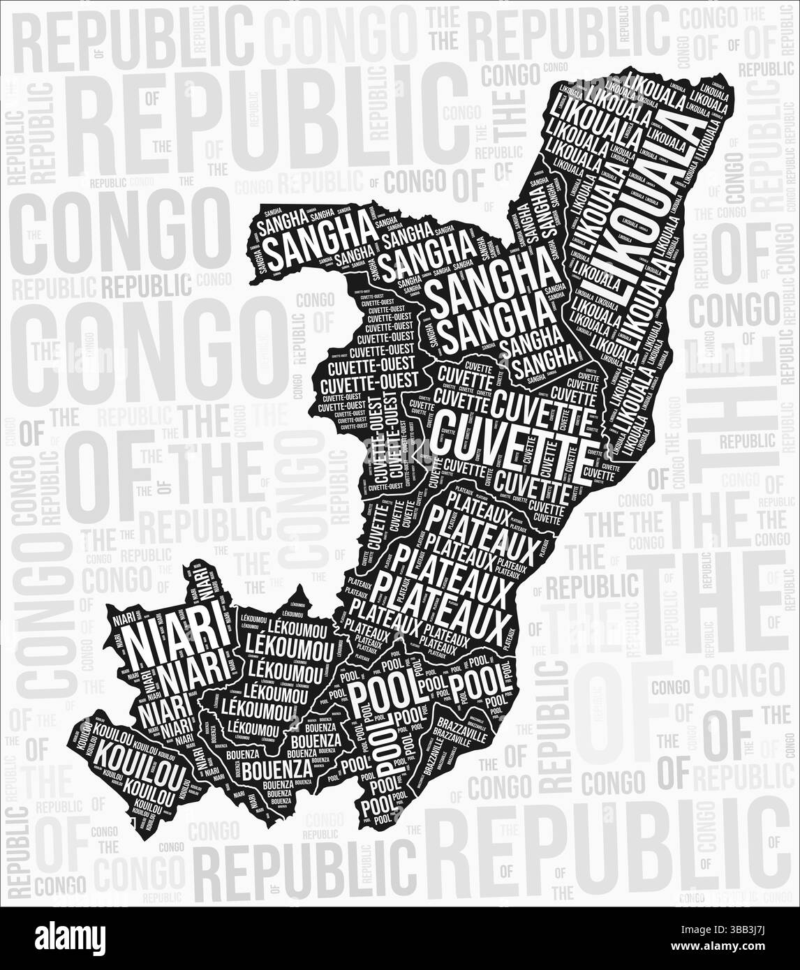 Republic of the Congo regions map word cloud. Republic of the Congo ...