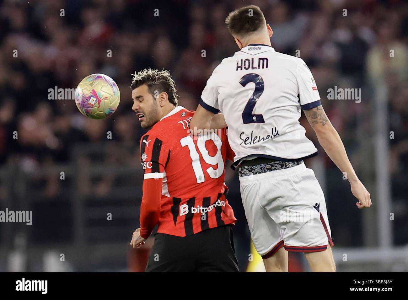 Rome, Italy. 14th May, 2025. Milan's French defender Theo Hernandez ...