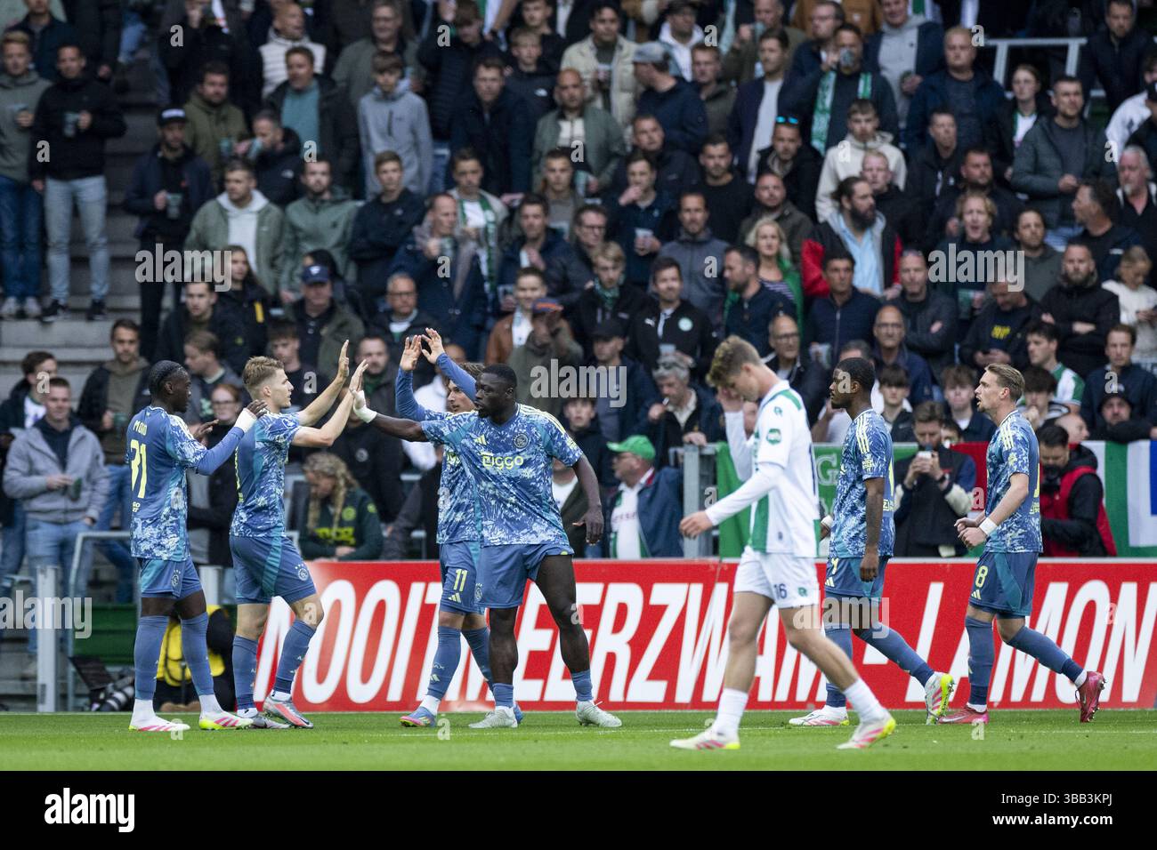 GRONINGEN - Ajax player Brian Brobbey celebrates the opening goal ...
