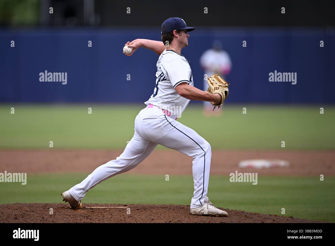 Tampa Bay Rays pitcher Mason Montgomery throws to first base during the ...