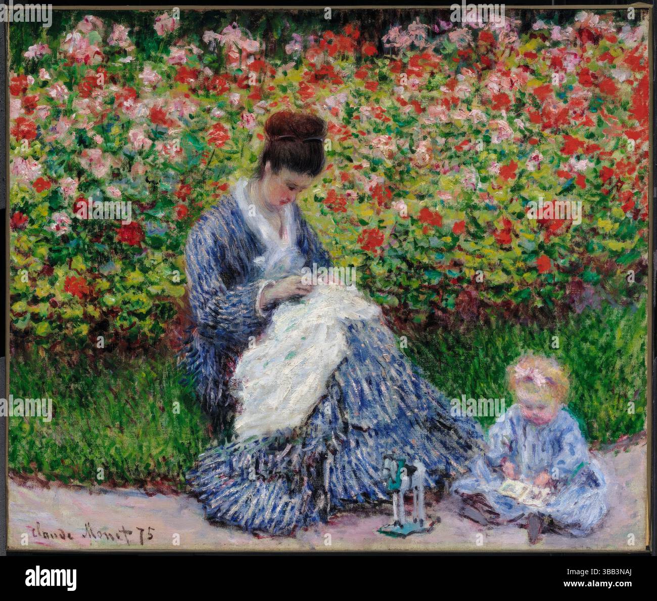 Camille Monet and a Child in the Artist's Garden in Argenteuil. Claude ...