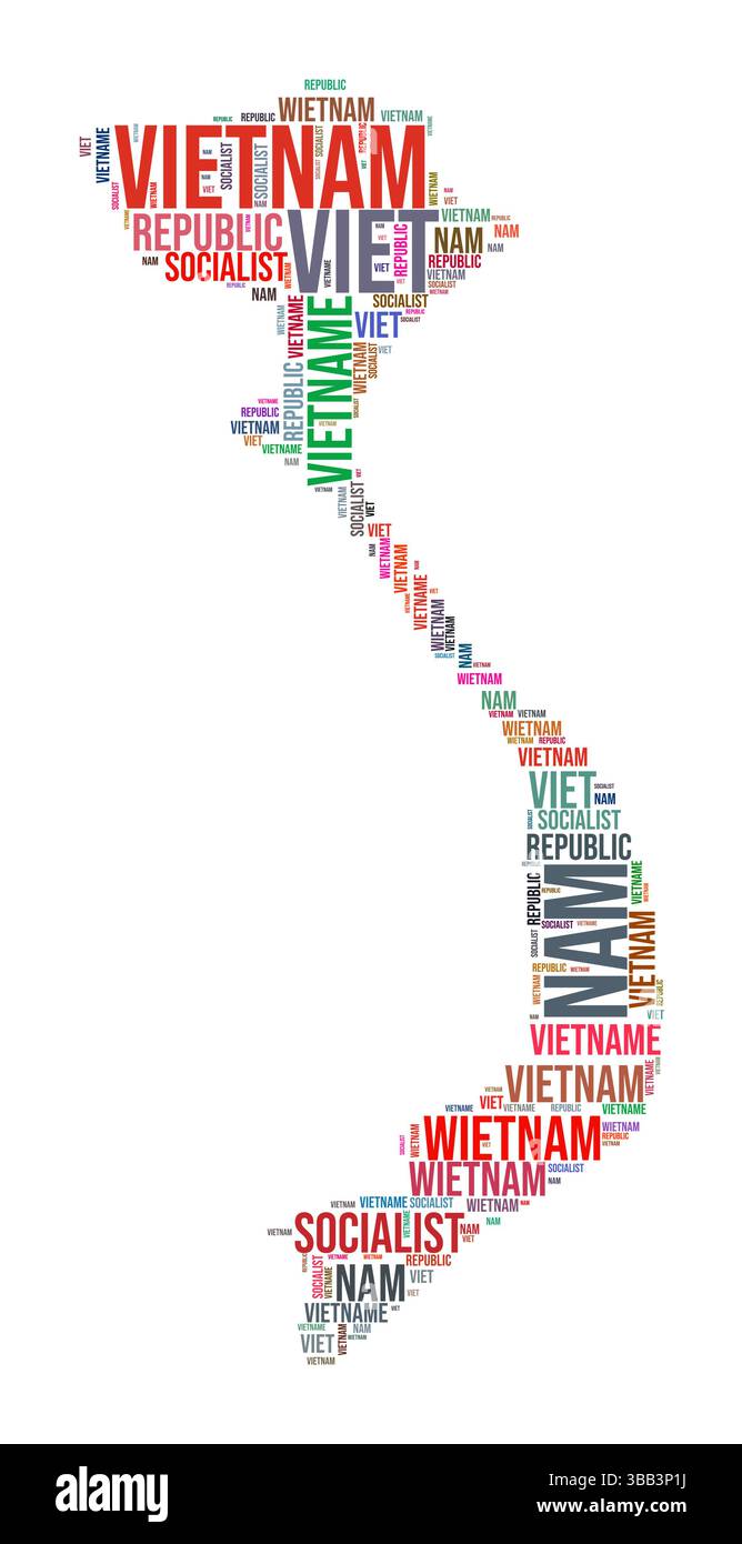 Vietnam country shape word cloud. Typography style country illustration ...