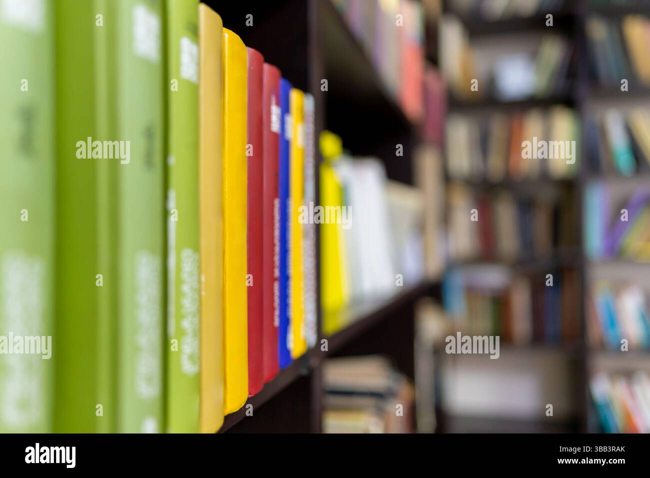 Various types of books on a library shelf. Education Stock Photo - Alamy