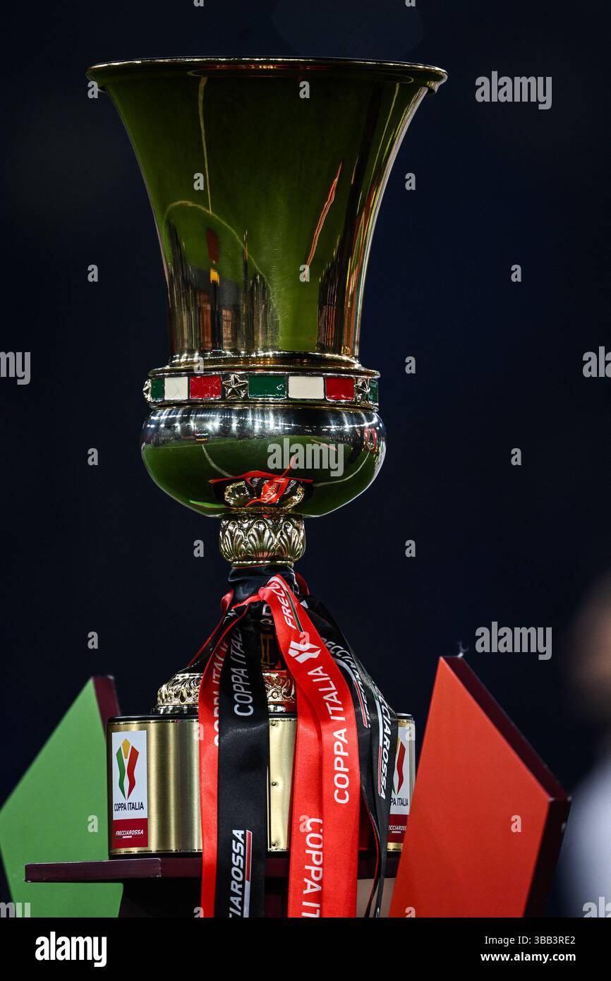 The trophy the Coppa Italia Final football match between AC Milan and ...