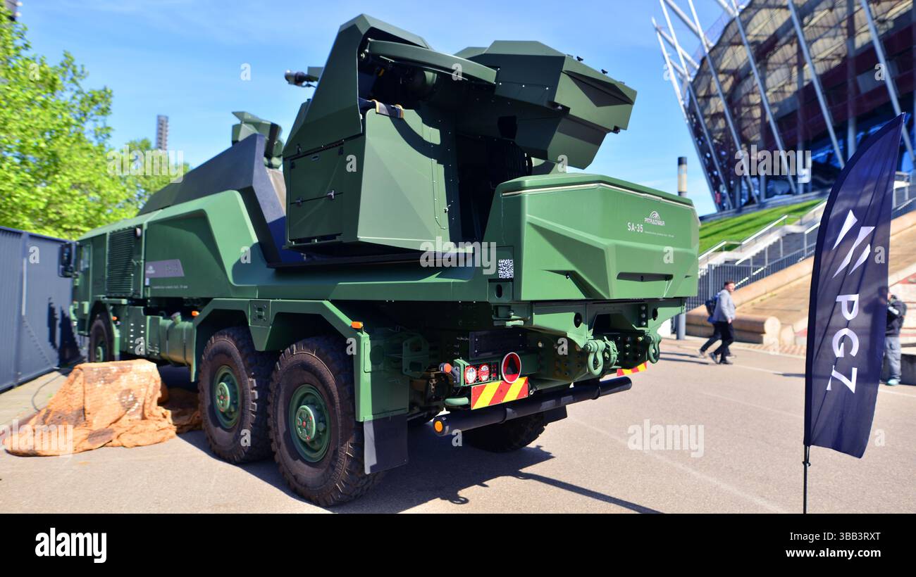 Warsaw, Poland. 7 May 2025. Self-propelled 35 mm SA-35 gun manufactured ...
