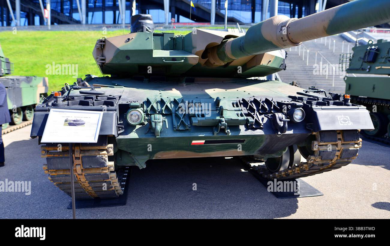 Warsaw, Poland. 7 May 2025. Main battle tank Leopard 2PL tank at the ...