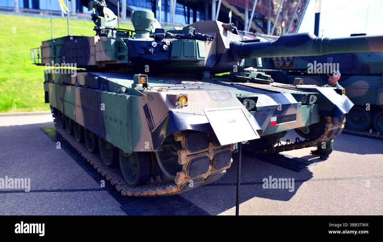 Warsaw, Poland. 7 May 2025. K2 GF tank at the Defence24 military ...