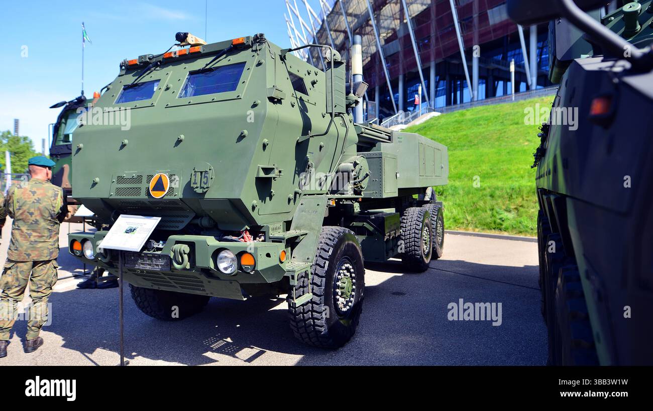 Warsaw, Poland. 7 May 2025. Multiple rocket launcher M142 Himars at the ...