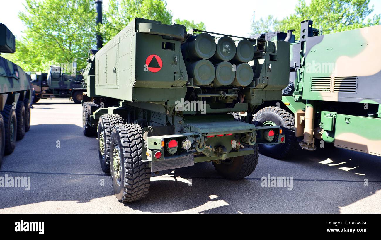 Warsaw, Poland. 7 May 2025. Multiple rocket launcher M142 Himars at the ...
