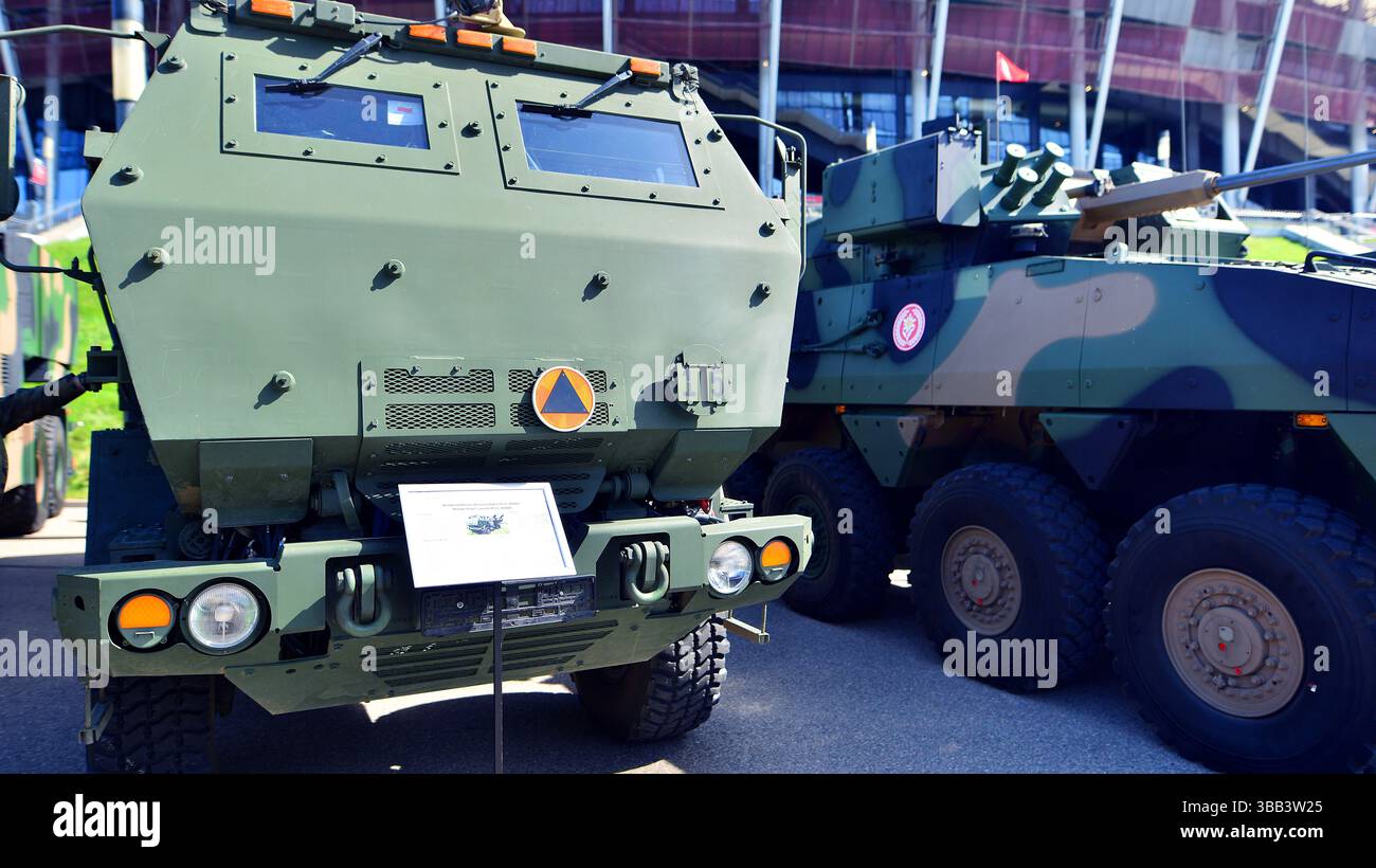 Warsaw, Poland. 7 May 2025. Multiple rocket launcher M142 Himars at the ...