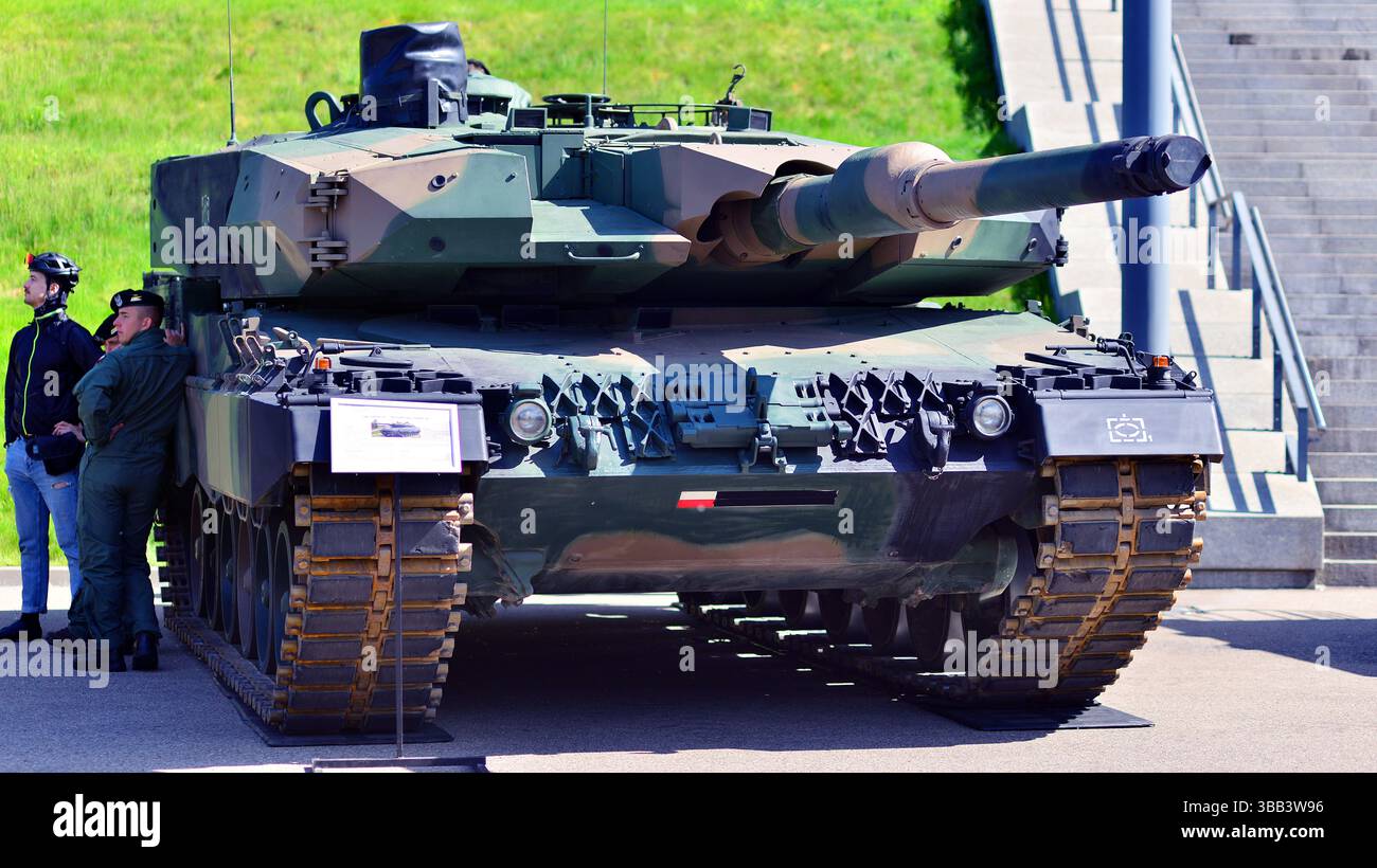 Warsaw, Poland. 7 May 2025. Main battle tank Leopard 2PL tank at the ...