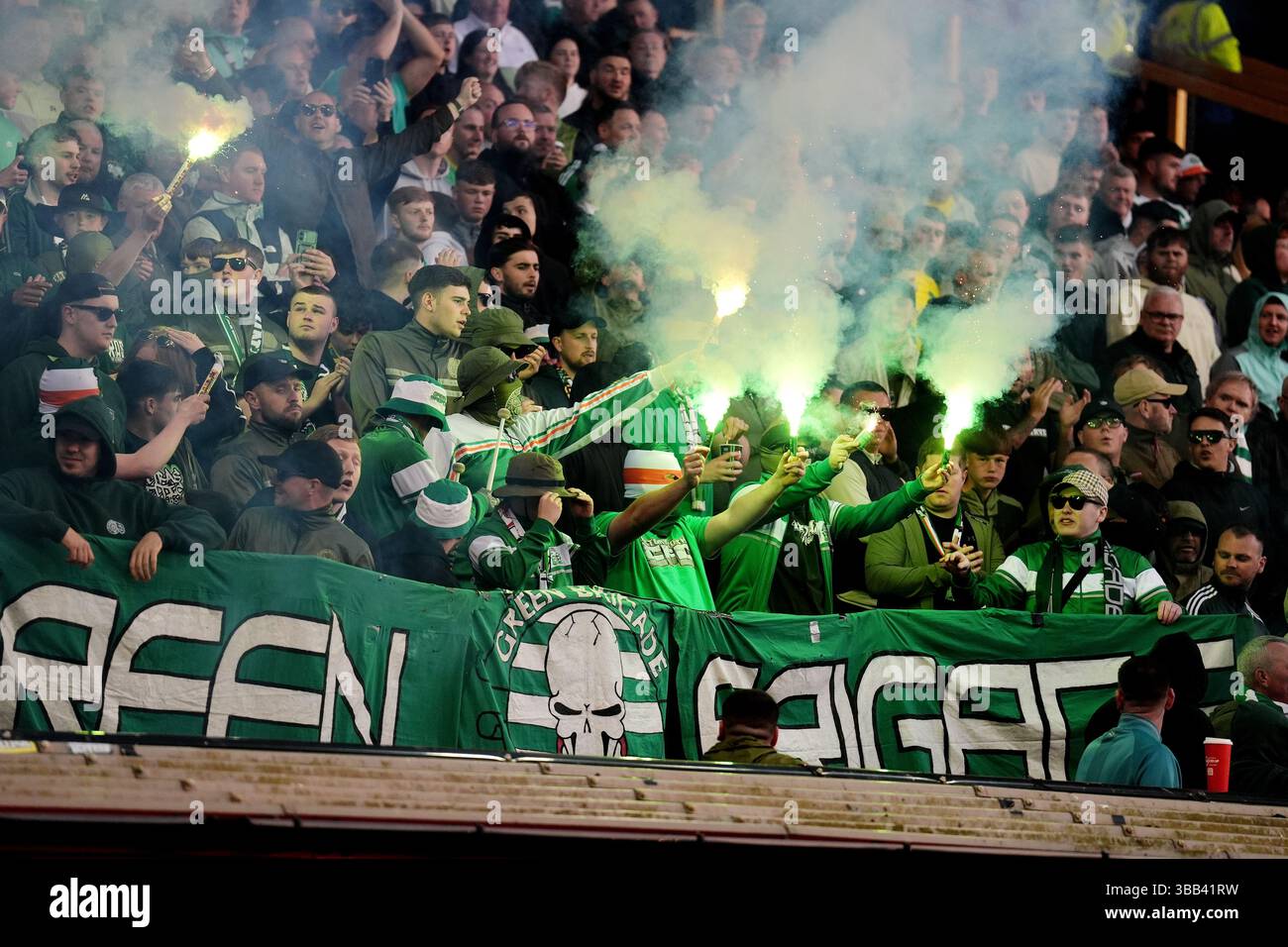 Celtic fans let off flares during the William Hill Premiership match at ...