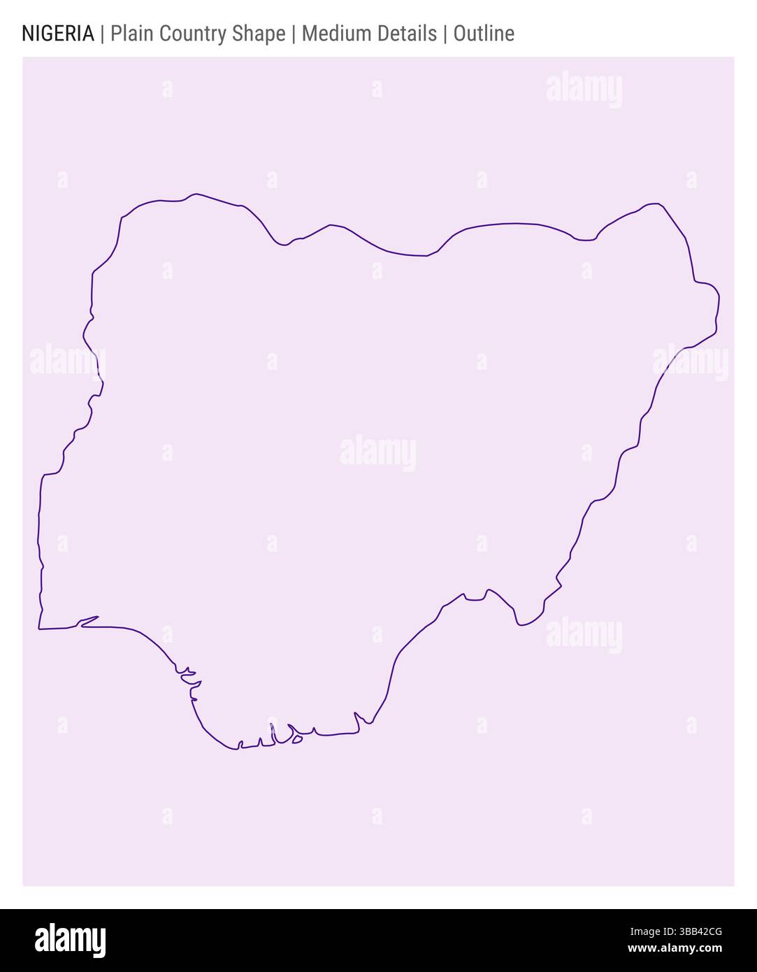 Nigeria plain country map. Medium details. Outline style. Shape of ...