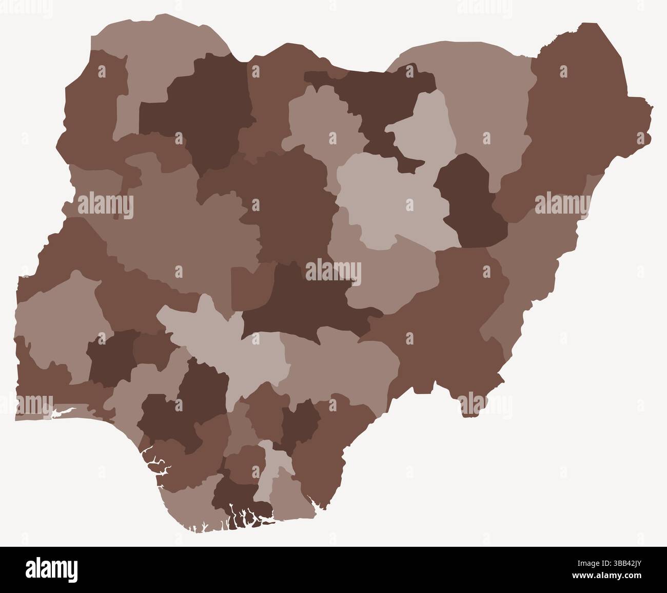 Map of Nigeria with regions. Just a simple country border map with ...