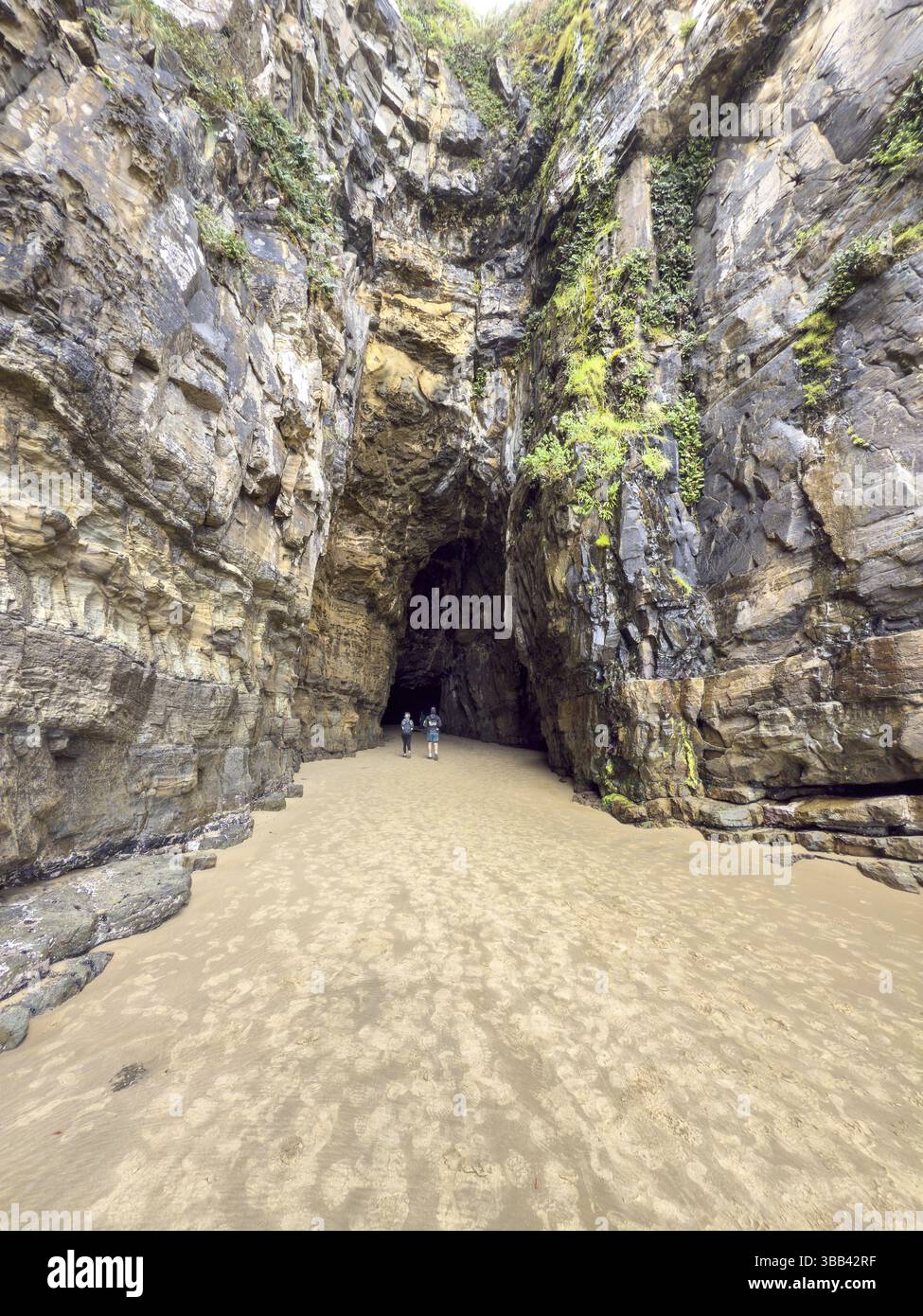 Stone caves of the Cathedral Caves, South Island, New Zealand, Oceania ...
