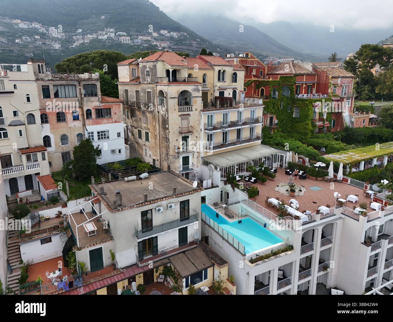 aerial view of Ravello, Amalfi Coast. Ravello is a resort town set 365 ...