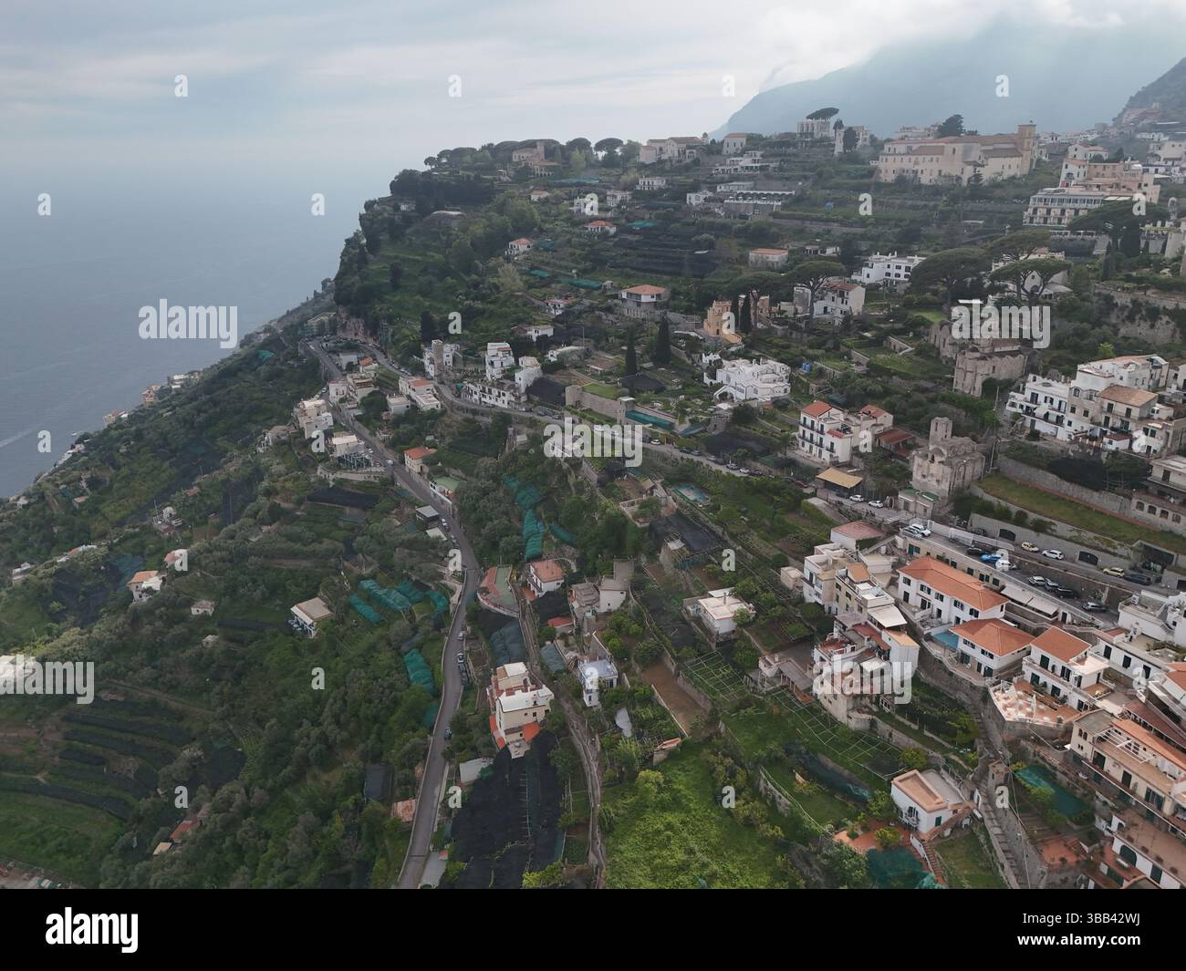 aerial view of Ravello, Amalfi Coast. Ravello is a resort town set 365 ...