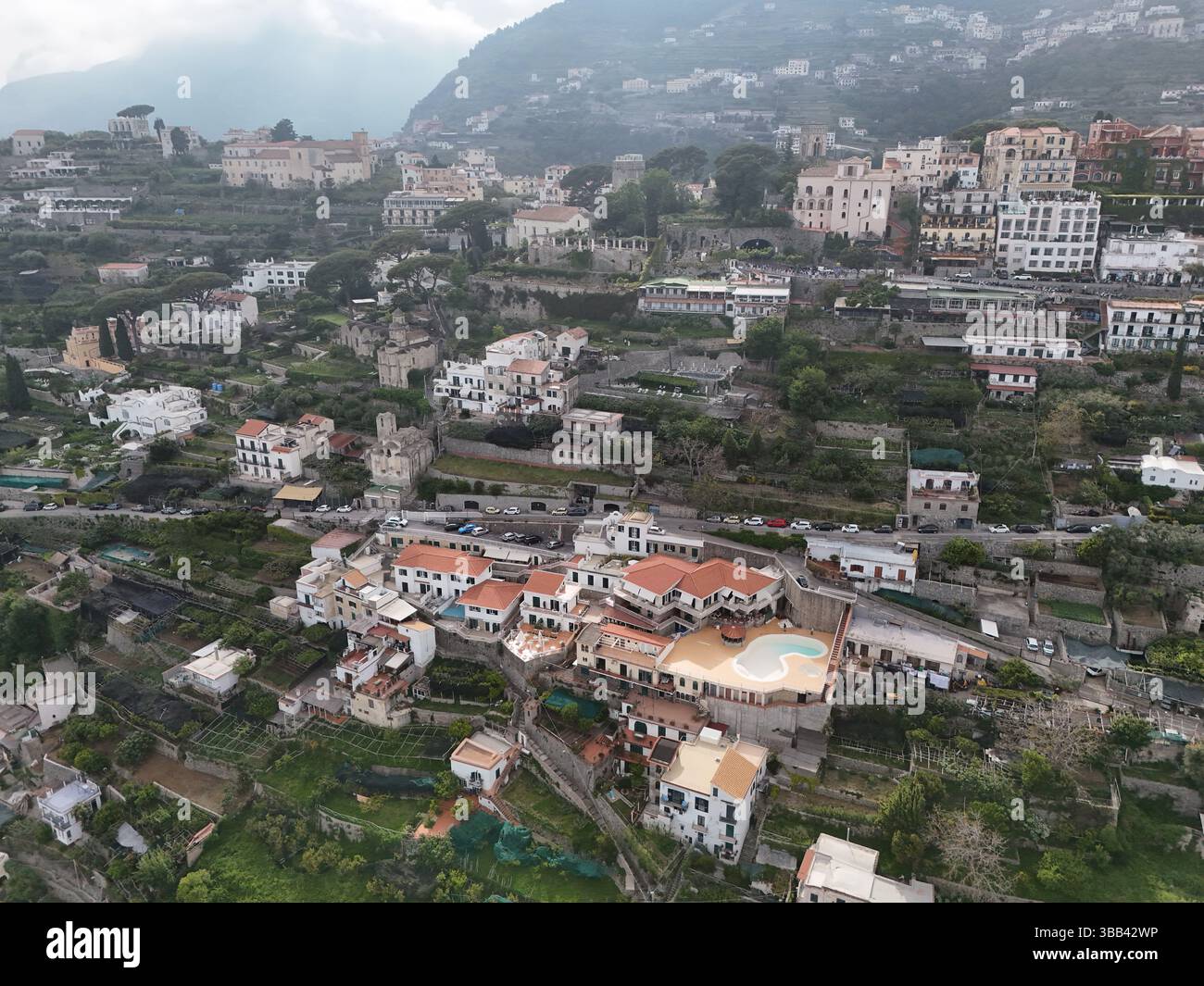 aerial view of Ravello, Amalfi Coast. Ravello is a resort town set 365 ...