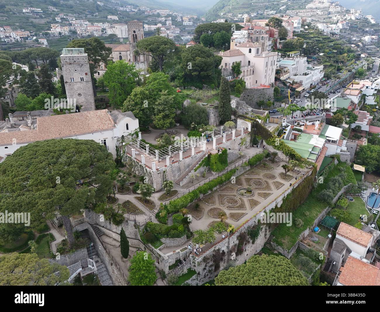 aerial view of Ravello, Amalfi Coast. Ravello is a resort town set 365 ...