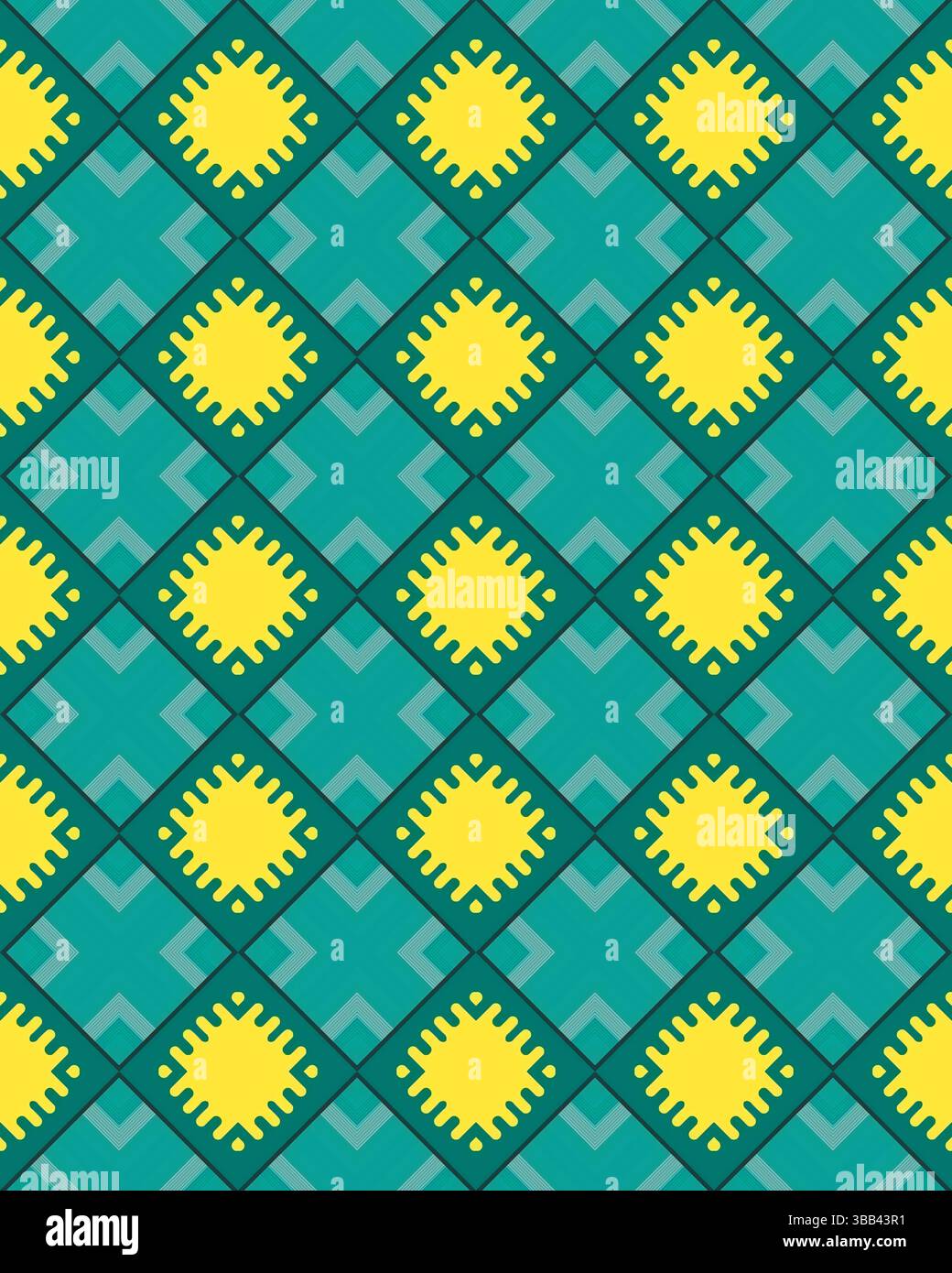 Colorful geometric design showcases yellow diamond shapes against a ...