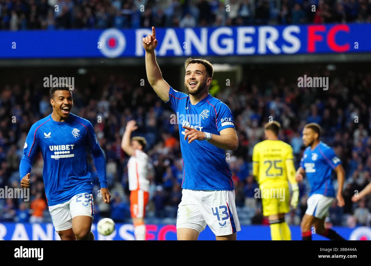 Rangers' Nicolas Raskin celebrates scoring their side's third goal of ...