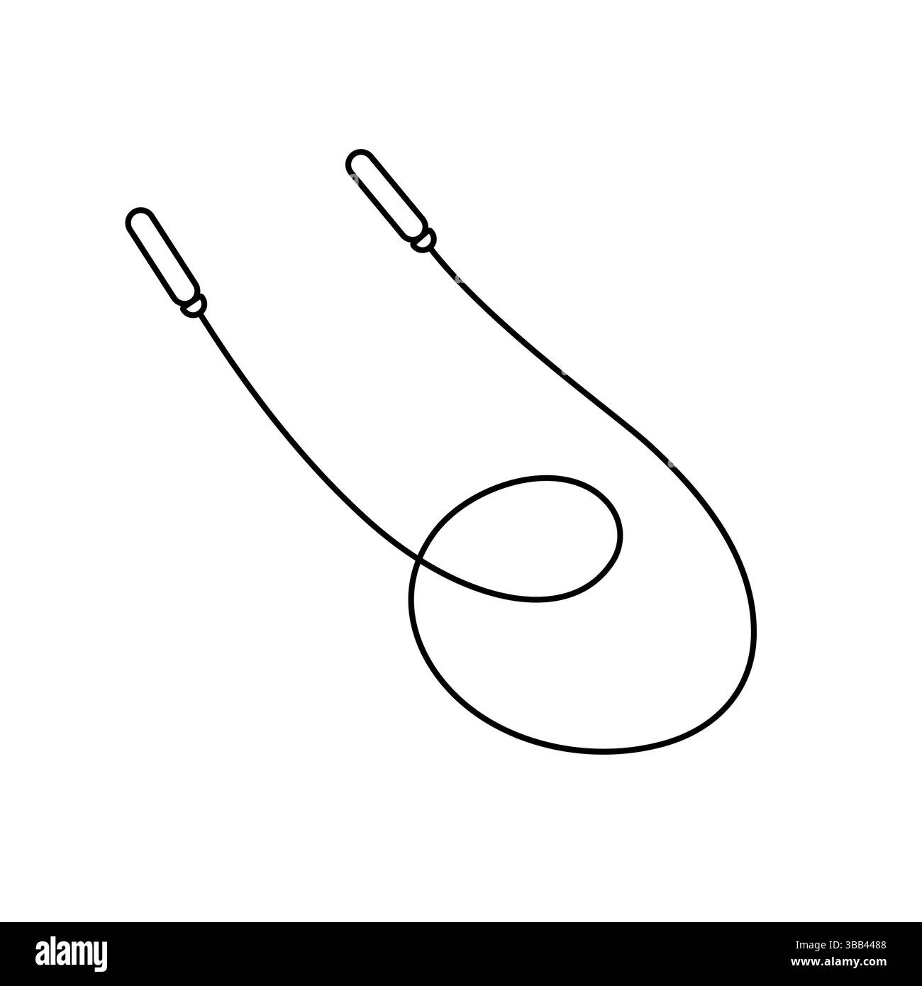 Skipping rope with curved handles and a flexible cord simple outline ...
