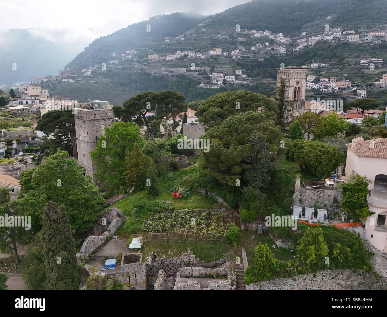 aerial view of Ravello, Amalfi Coast. Ravello is a resort town set 365 ...