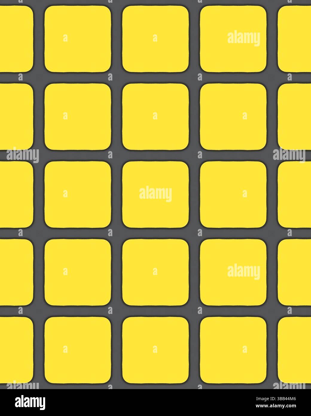 A grid of bright yellow tiles is displayed, each separated by thin ...