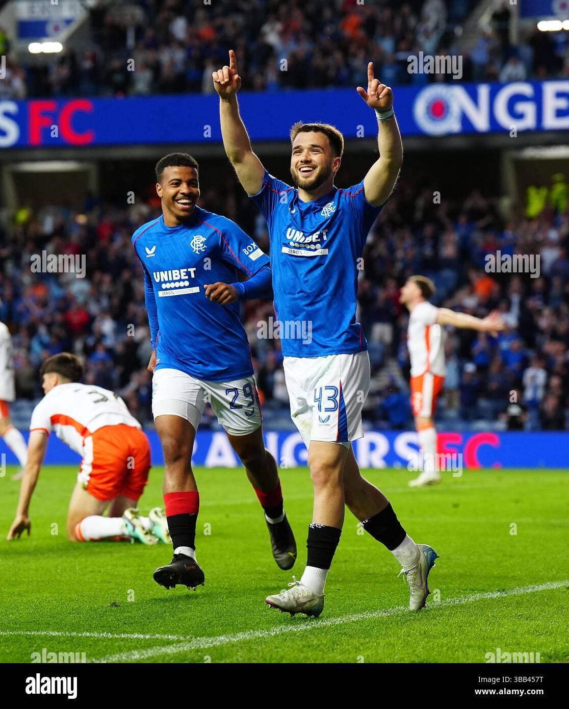 Rangers' Nicolas Raskin celebrates scoring their side's third goal of ...