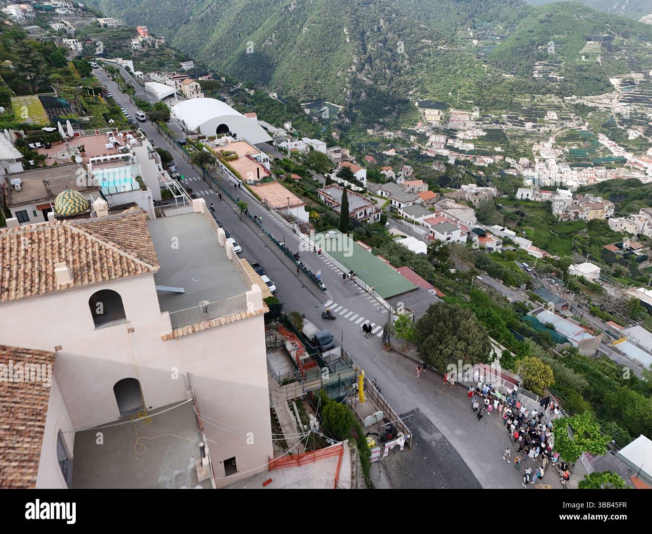 aerial view of Ravello, Amalfi Coast. Ravello is a resort town set 365 ...