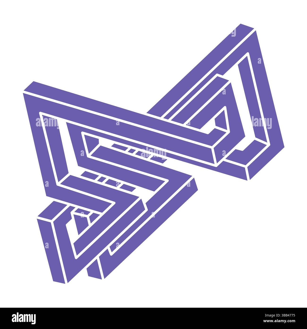 Escher paradox geometry. Logo. Optical illusion object. Sacred geometric figure. Optical art ...