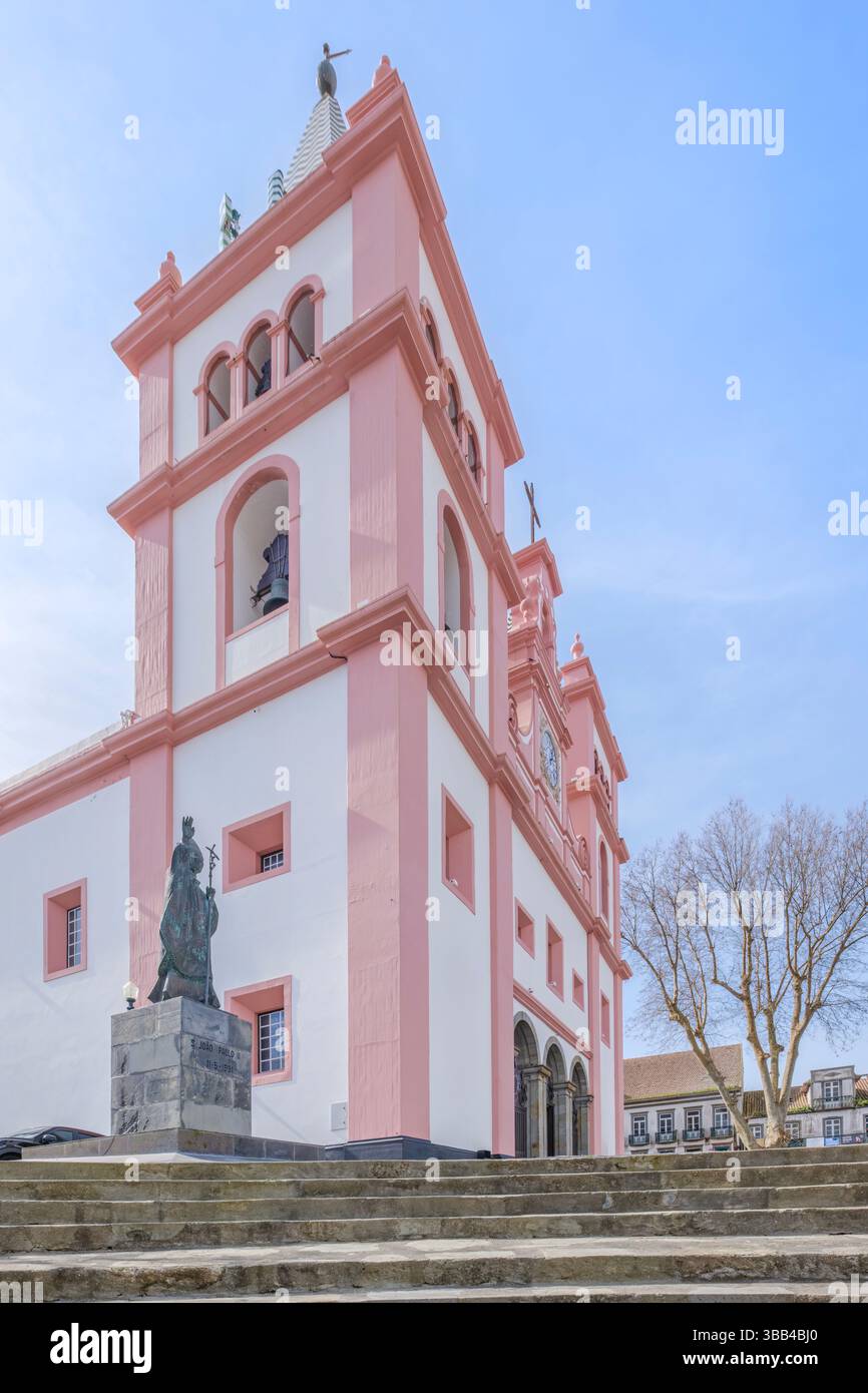 Historic Cathedral of Angra do Heroismo with traditional Portuguese ...