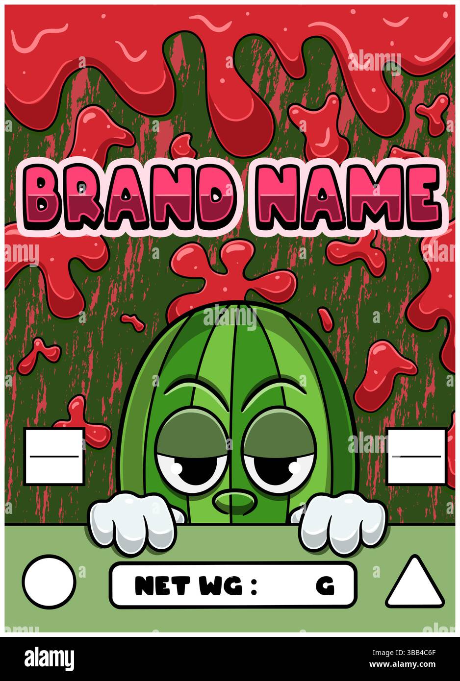 Watermelon Strain Cartoon with Slime Background. Design For Logo, Label ...