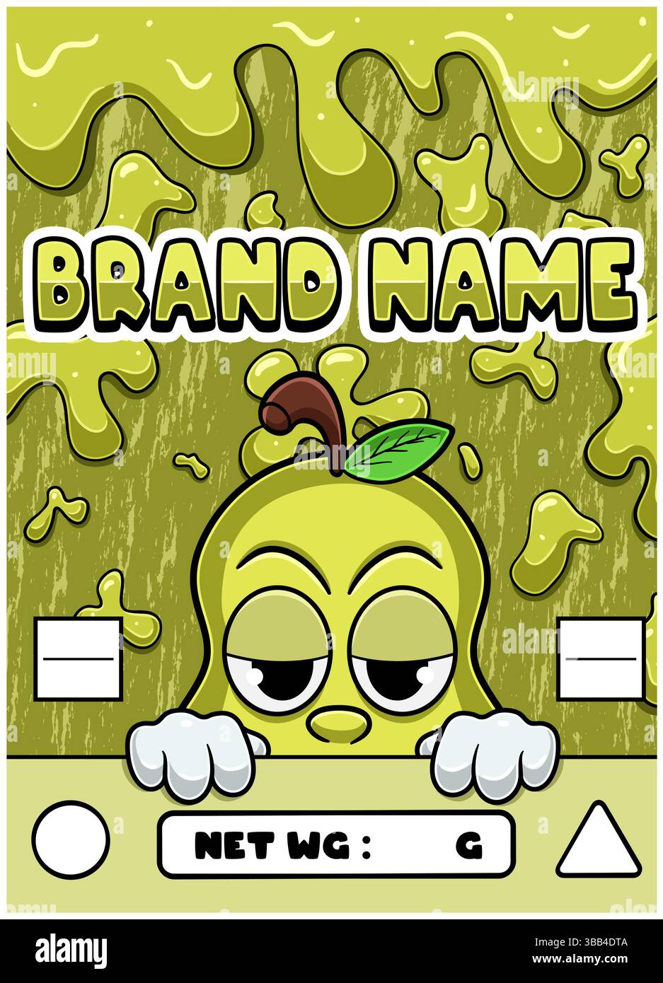 Pear Fruit Strain Cartoon with Slime Background. Design For Logo, Label ...