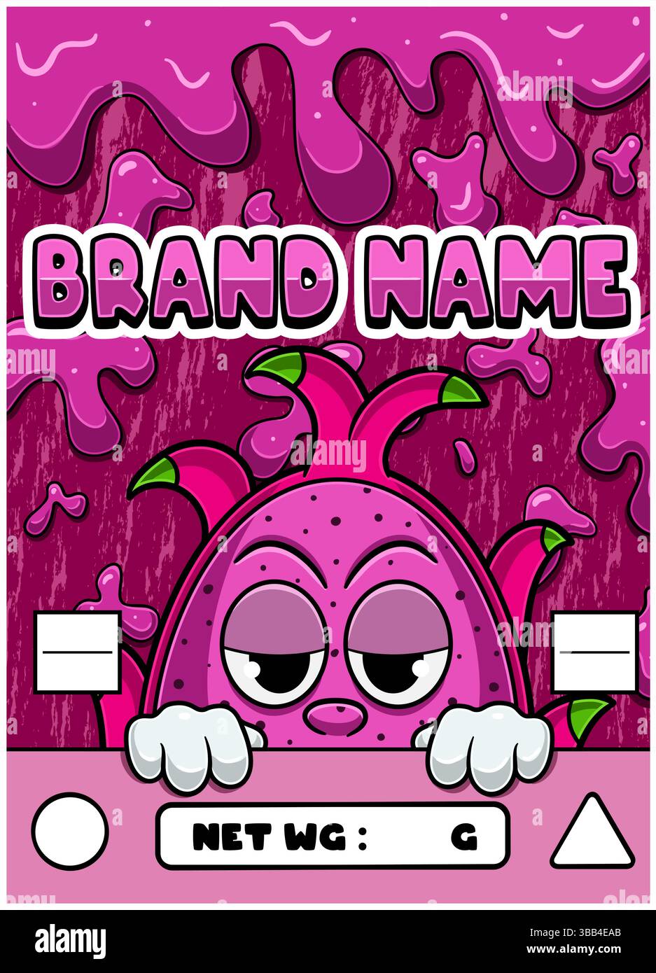 Dragon Fruit Strain Cartoon with Slime Background. Design For Logo ...