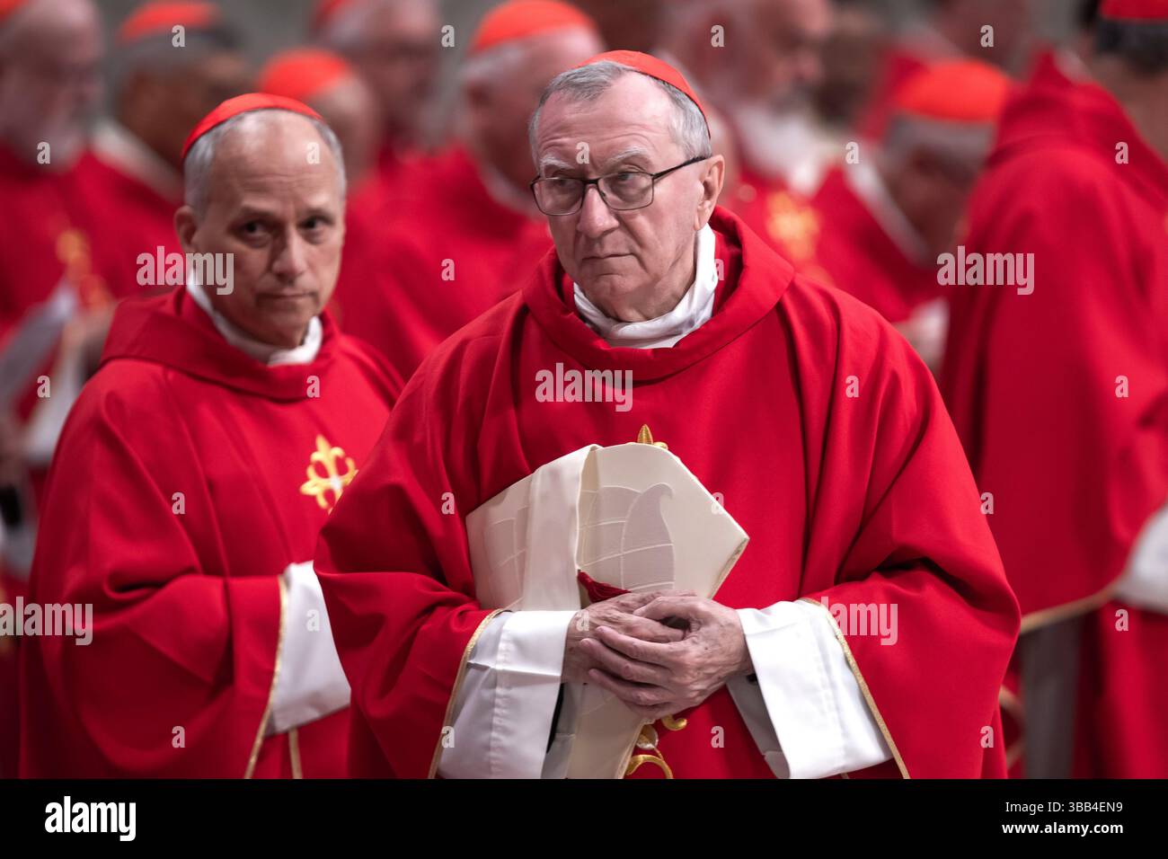 Cardinals Pietro Parolin and Robert Francis Prevost attend a mass on ...