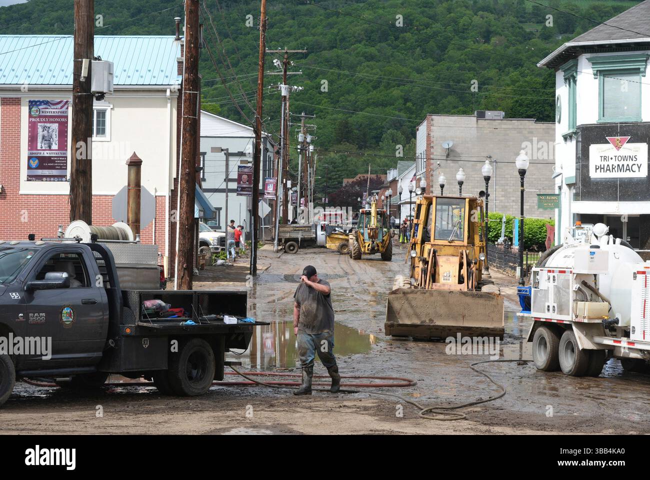 Clean up continues inside the fire station after flooding on Wednesday ...