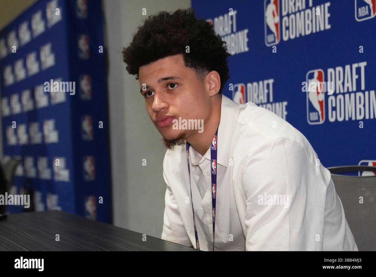 Walter Clayton Jr. talks to media at the 2025 NBA basketball Draft ...